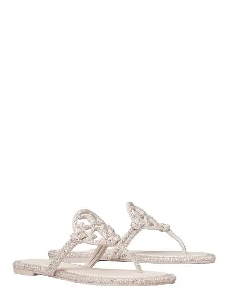 Tory Burch Miller Knotted Crystal Flip Flop - Pearl