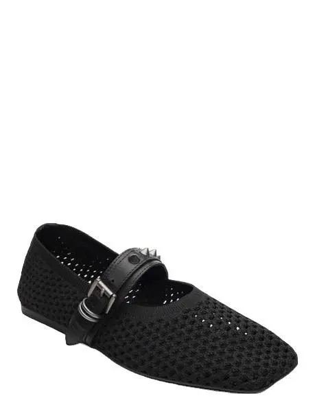 Ash Bijoux Studded Mary Jane Flat - Black