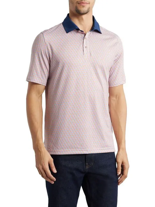 Johnston & Murphy Xc4® + Cool Degree™ Geo Print Performance Golf Polo - Orange