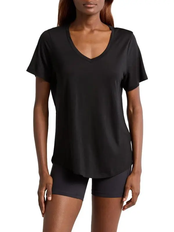 Smartwool Ultralite V-neck Short Sleeve T-shirt - Black
