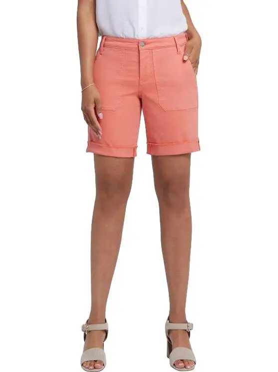 NYDJ Diana Relaxed Fit Cuffed Denim Shorts - Coral Haze