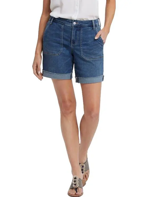 NYDJ Diana Relaxed Fit Cuffed Denim Shorts - Valencia Surf