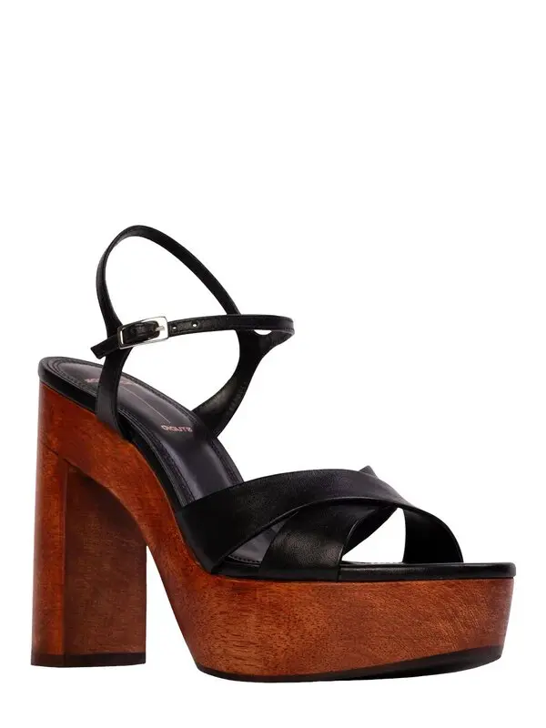 BLACK SUEDE STUDIO Rhae Platform Sandals - Black Leather