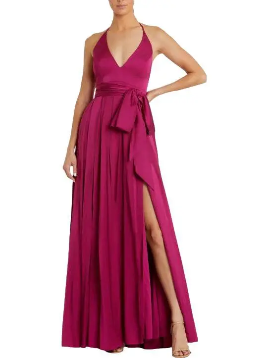 Mac Duggal Charmeuse Halter Gown - Magenta