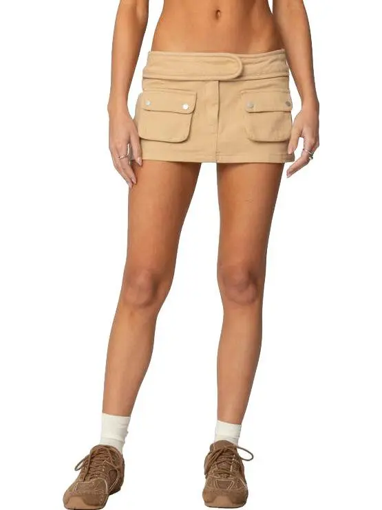 EDIKTED Mavis Cotton Cargo Skort - Beige