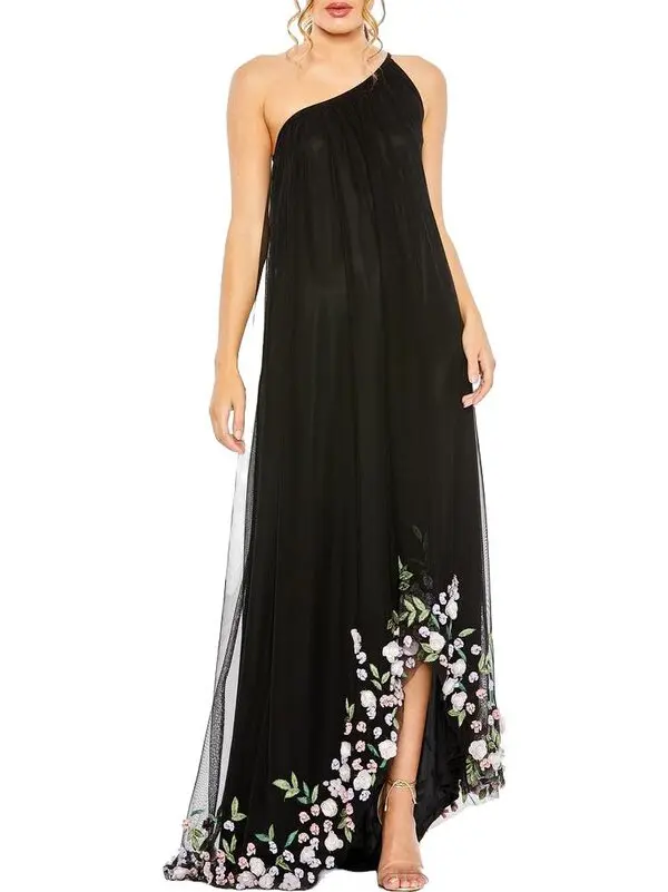 Mac Duggal One-shoulder Embellished High-low Gown - Black