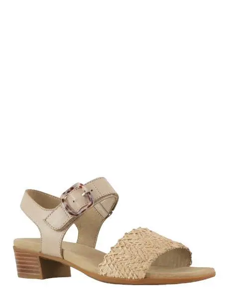 Munro Leeland Ankle Strap Sandal - Cream Raffia/leather