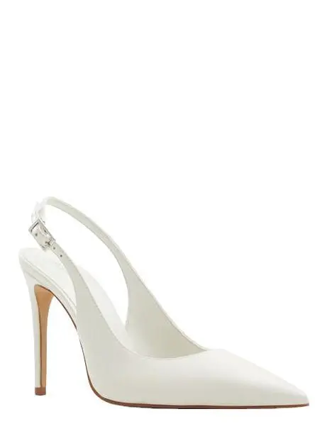 Aldo Stessy Pointed Toe Slingback Pumps - White/ Bone