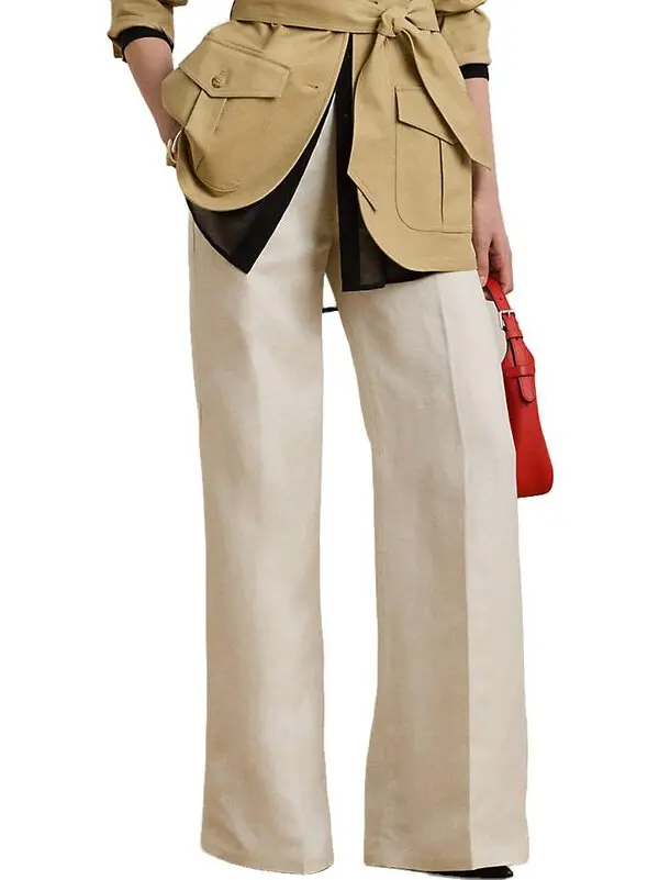 Ralph Lauren Linen-blend Twill Wide-leg Pants - Mascarpone Cream