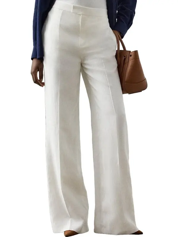 Ralph Lauren Dean Linen Wide Leg Pant - Cream