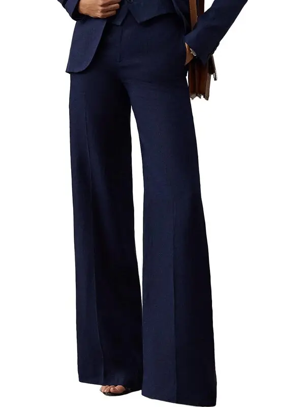 Ralph Lauren Dean Linen Wide Leg Pant - Lux Navy