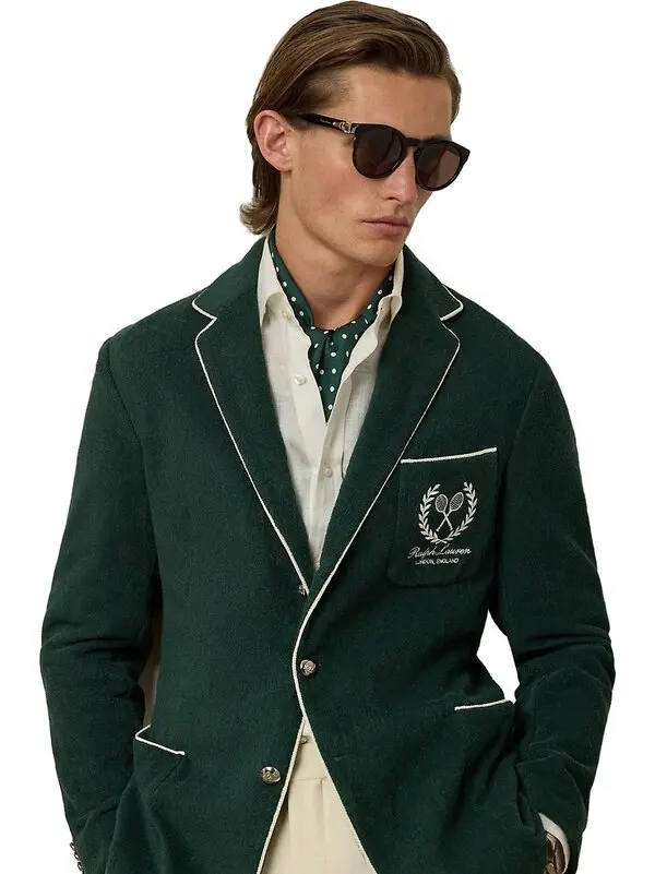 Ralph Lauren Hand-tailored Embroidered Terry Blazer - Moss Agate