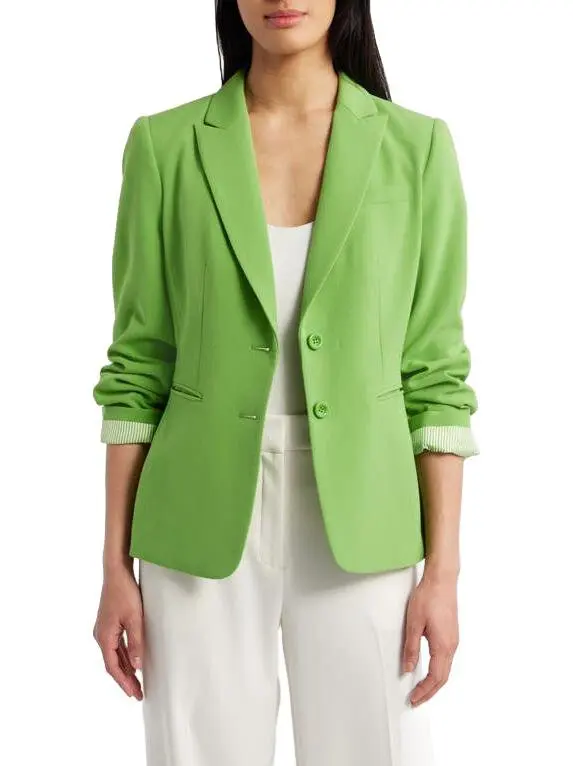 TAHARI ASL Roll-cuff Jacket With Striped Lining - Fern
