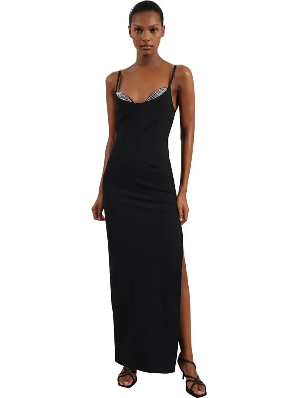 Good American Crystal-trim Maxi Dress - Black