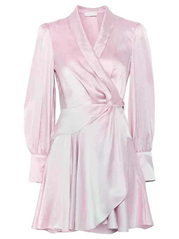 Zimmermann Silk Wrap Mini Dress - Pink
