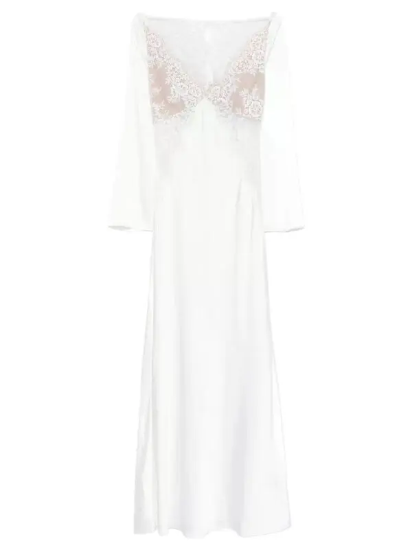 SELF-PORTRAIT Lace Satin Gown - White