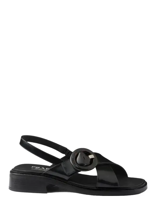 Prada Brushed Leather Sandals - Black