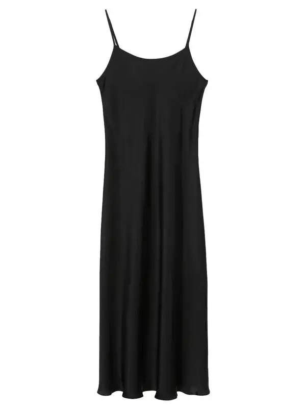 LOW CLASSIC Asymmetric Satin Slip Dress - Black