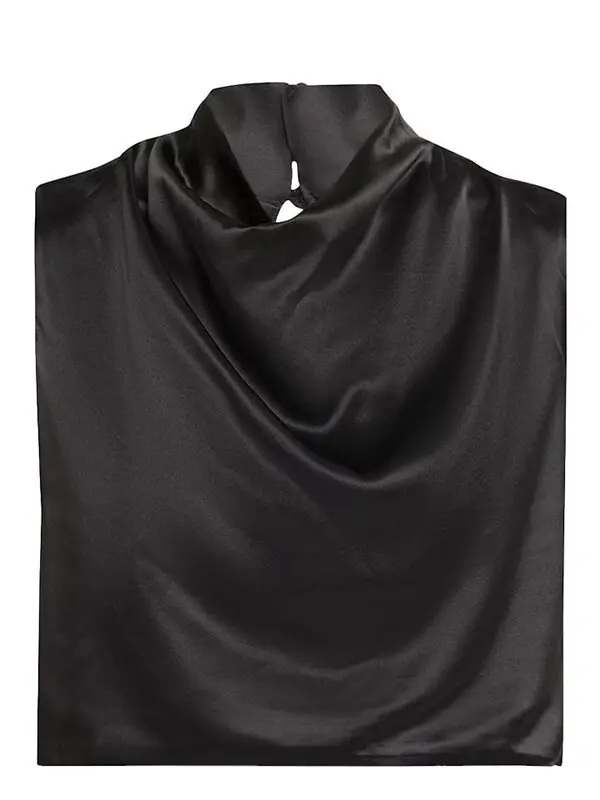 AEXAE Silk Cowl-neck Top - Black
