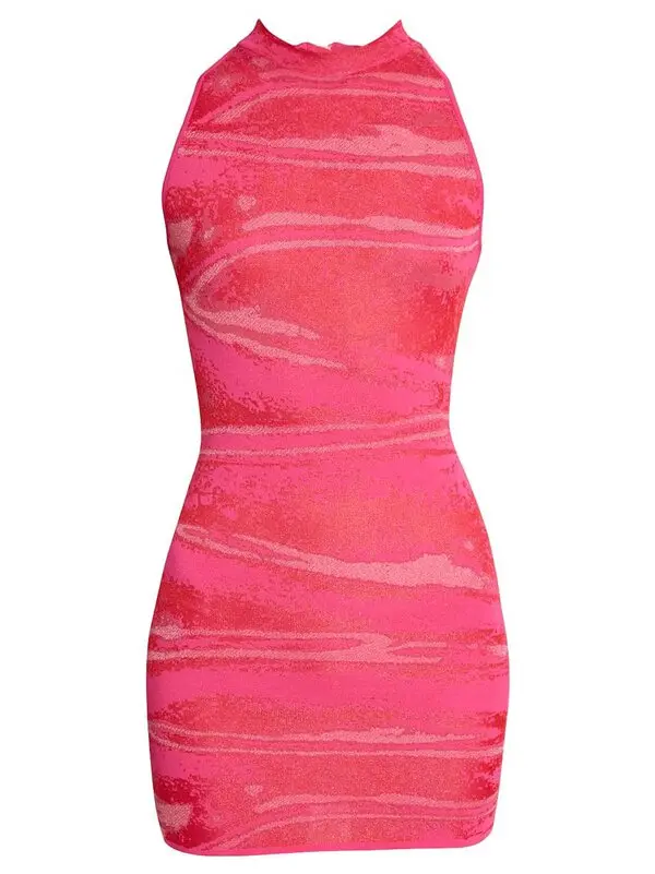 Balmain Printed Mini Body-con Dress - Multi Pink