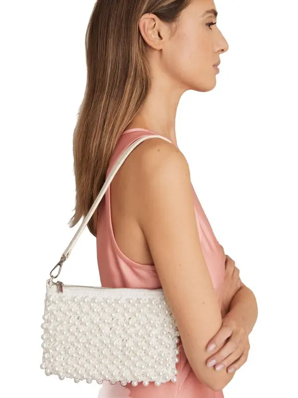 REISS Dani Faux-pearl Shoulder Bag - White