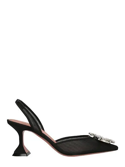 Amina Muaddi Begum Sling 70 Heeled Mesh Sandals - Black