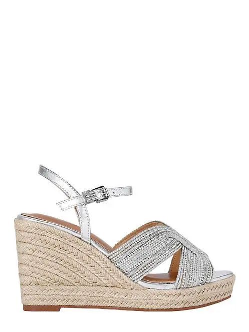 Kurt Geiger Pose Crystal-embellished Wedge Sandals - Silver