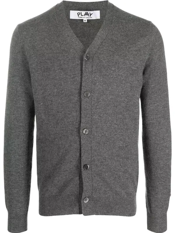 Play Comme Des Garcon X The Artist Invader Wool Cardigan - Grey