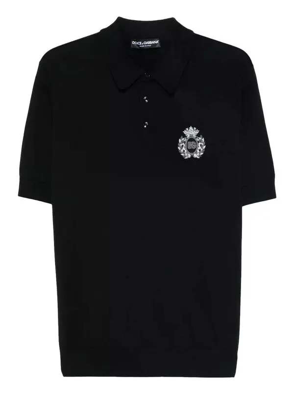 Dolce & Gabbana Logo-embroidered Polo Shirt - Black