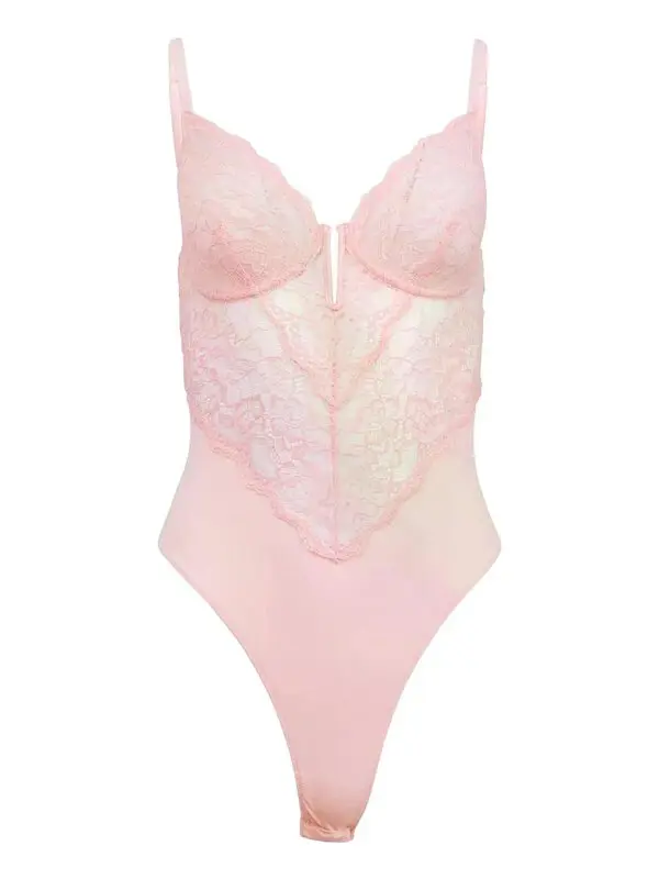 Fleur Du Mal Bianca Lace Bodysuit - Pink