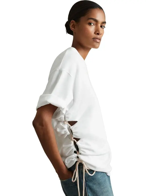 REISS Berkeley Atelier Cut-out Cotton Top - White