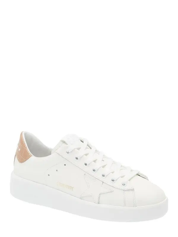 GOLDEN GOOSE Purestar Leather Sneakers - Optic White / Champagne Beige