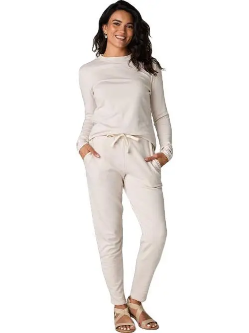 EAVOLU Serengeti Eco-luxe Fleece Slim Pant - Bone