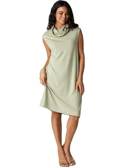 EAVOLU Sleeveless Funnel Neck Tunic/dress - Fern