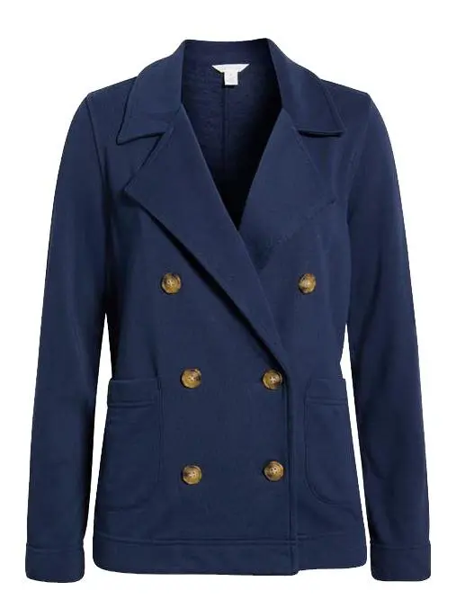 Caslon Double Breasted Knit Blazer - Navy Still