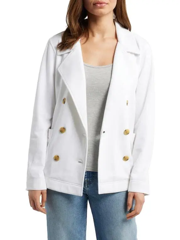 Caslon Double Breasted Knit Blazer - White