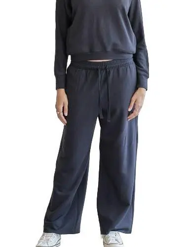 EAVOLU Baikal Eco-luxe Fleece Wide-leg Long Pant - Slate
