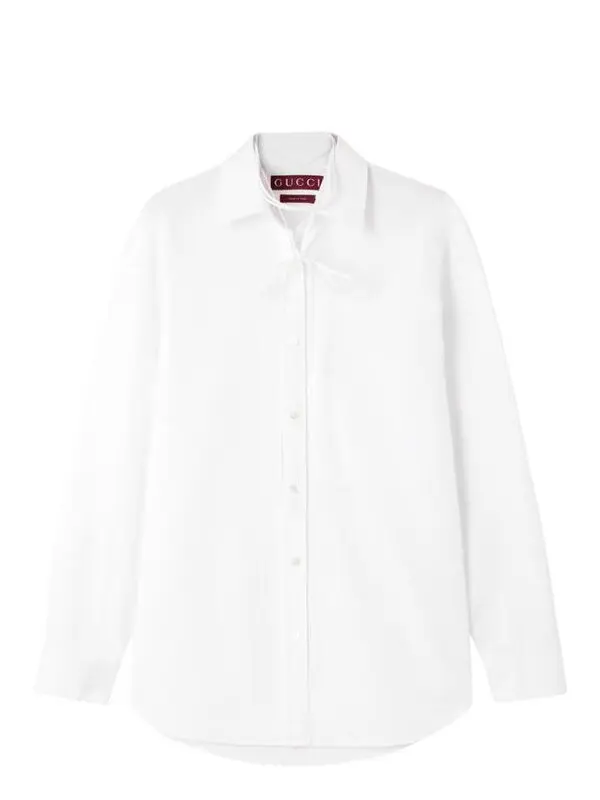 Gucci Tie-neck Cotton-poplin Shirt - White