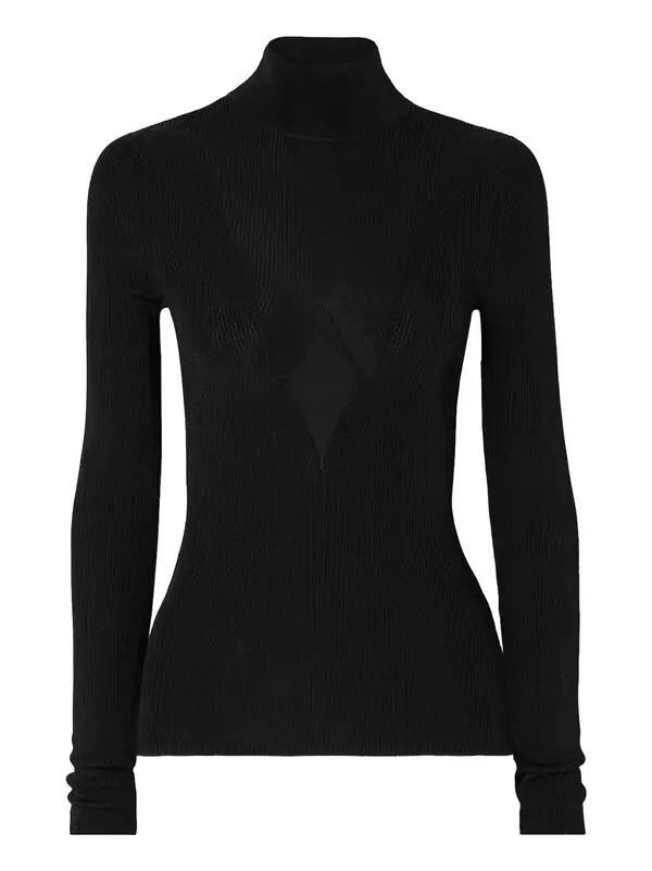 Galvan Polaris Ribbed-knit Turtleneck Top - Black