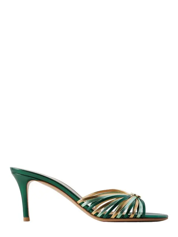 GIANVITO ROSSI Vyna 70 Logo-embellished Leather Mules - Green