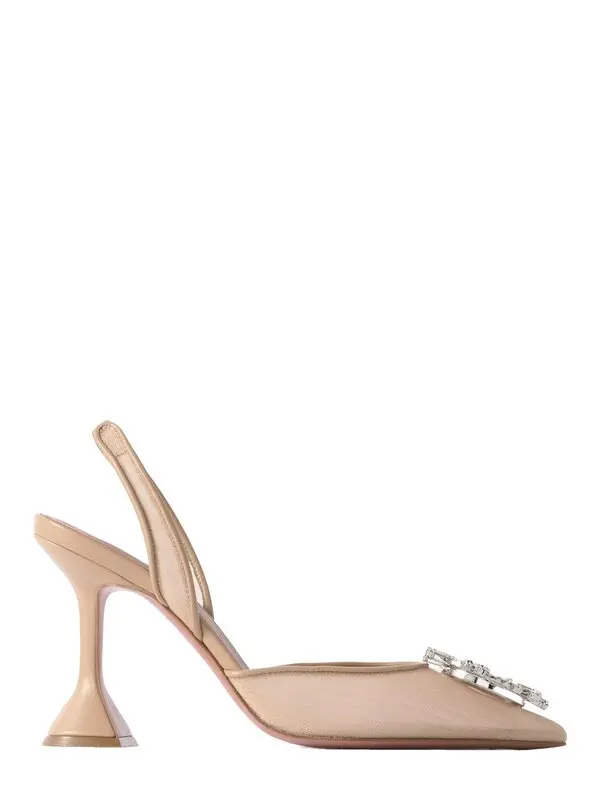 Amina Muaddi Begum Crystal-embellished Slingback Pumps - Neutrals