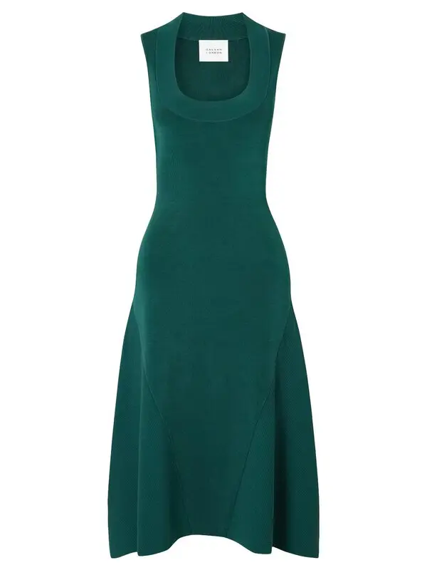 Galvan Claudia Paneled Stretch-knit Midi Dress - Green