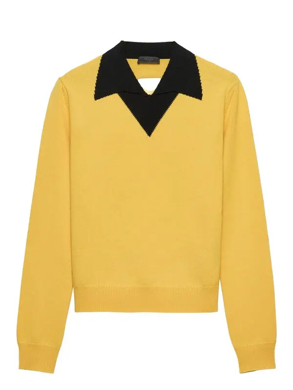 Prada Wool Long-sleeve Polo Shirt - Yellow