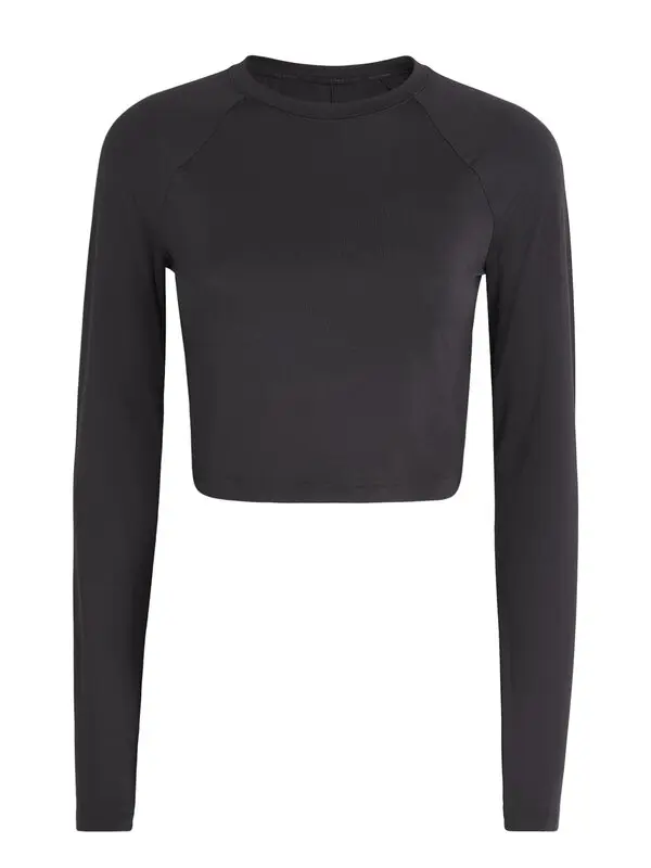 On Long-sleeve Studio Crop Top - Black