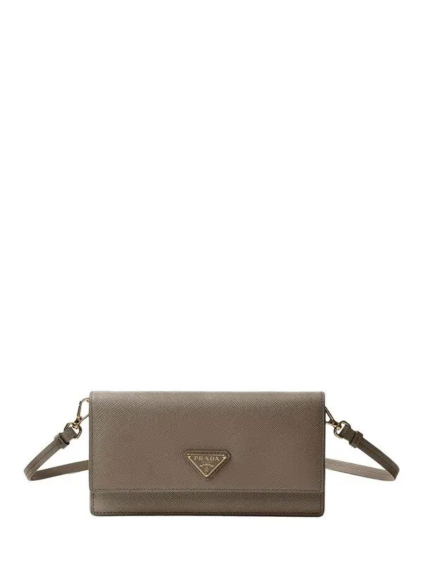 Prada Mini Saffiano Leather Shoulder Bag - Grey