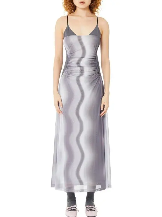 FIND ME NOW Neopolitan Print Mesh Dress - Silver Linings