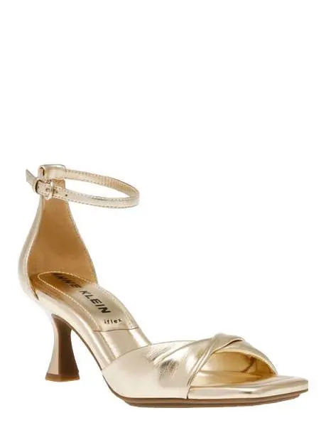 Anne Klein Jessie Ankle Strap Sandal - Light Gold Smooth