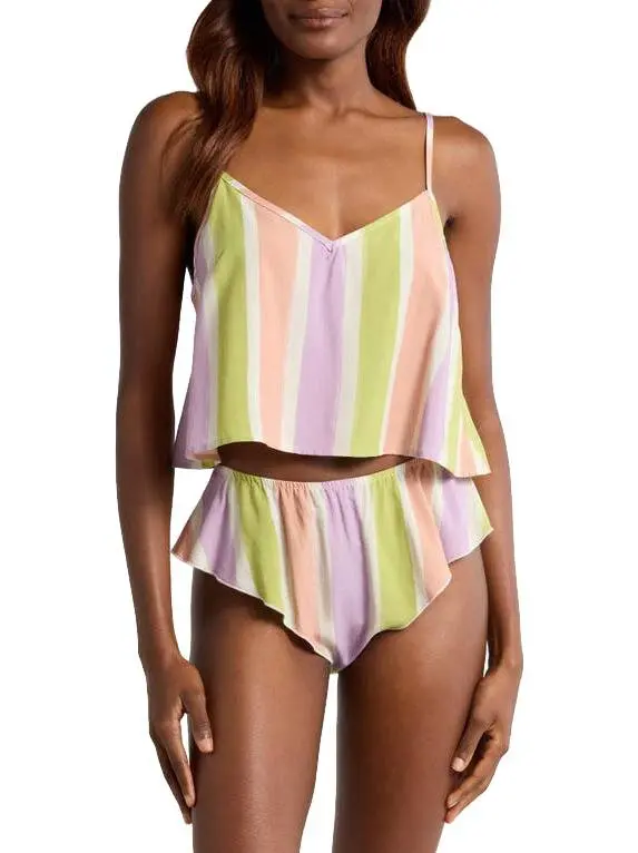 KILO BRAVA Stripe Crop Camisole & Tap Shorts Set - Painted Stripe