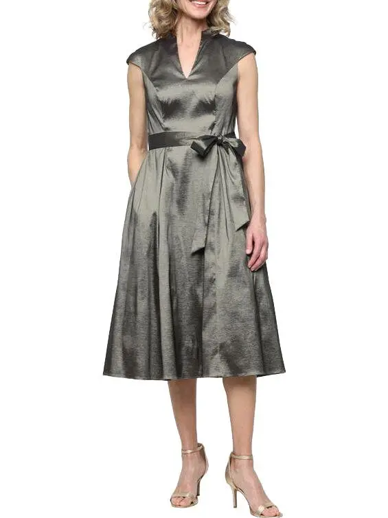 Alex Evenings Stretch Taffeta Cocktail Dress - Olive