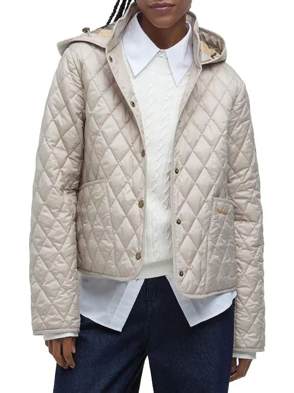 Barbour Penelope Quilted Jacket - Light Sand Dress